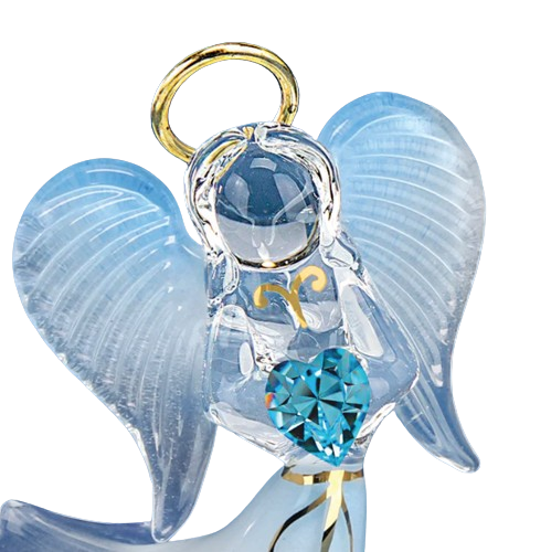 Blue Angel Figurine, Glass Angel Prayer, Christmas Gift, Home Decor ...