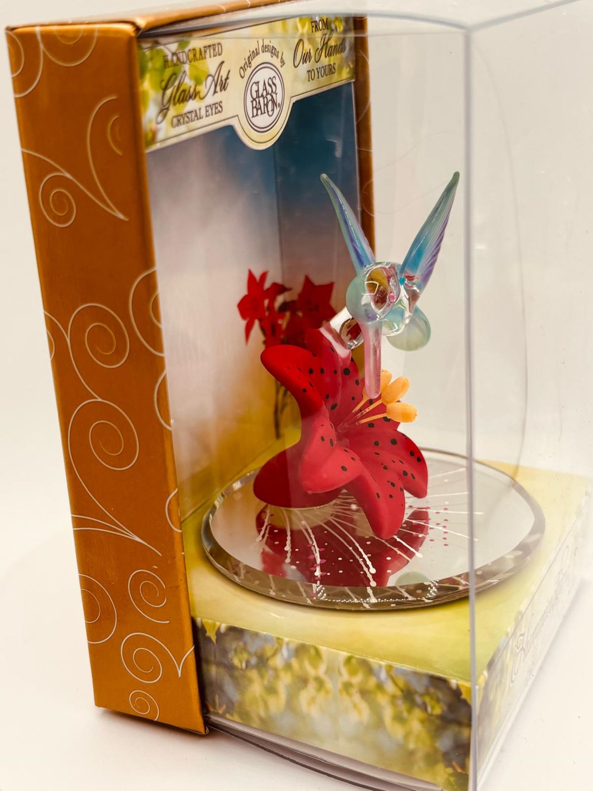 Hummingbird Red Lily Figurine | Handcrafted Glass Nature Collectible ...