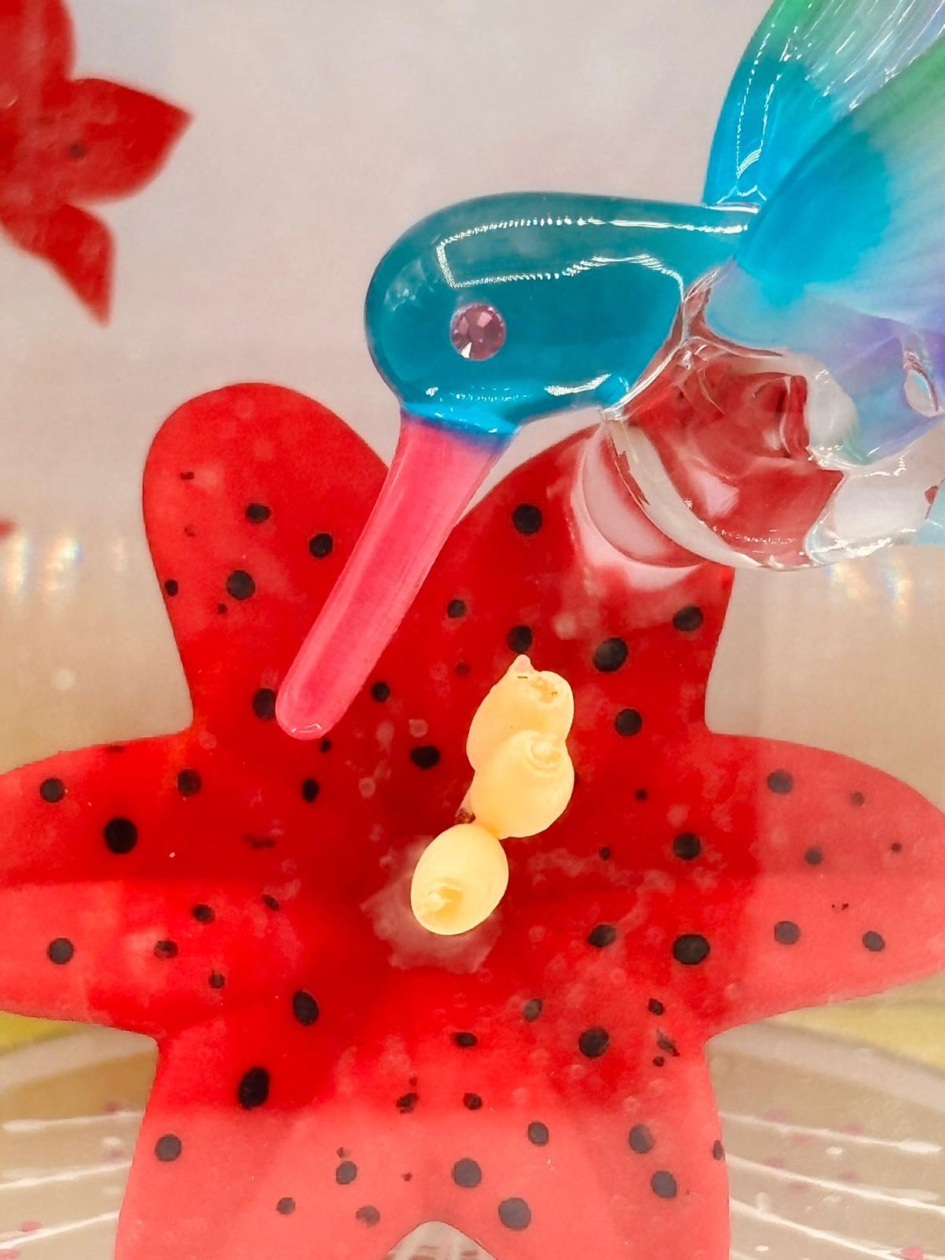 Hummingbird Red Lily Figurine | Handcrafted Glass Nature Collectible ...