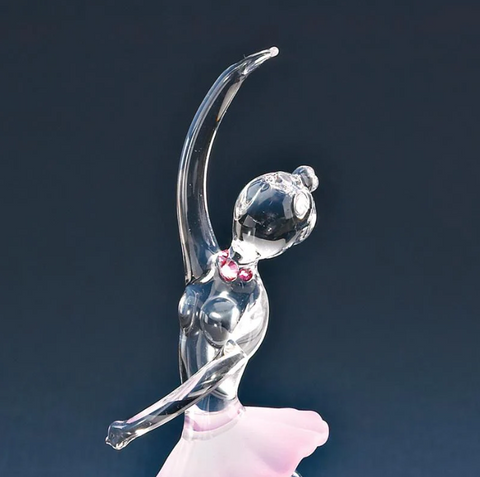 Handblown Glass Ballerina, Pink Dancing Ballerina, Handcrafted Glass F ...