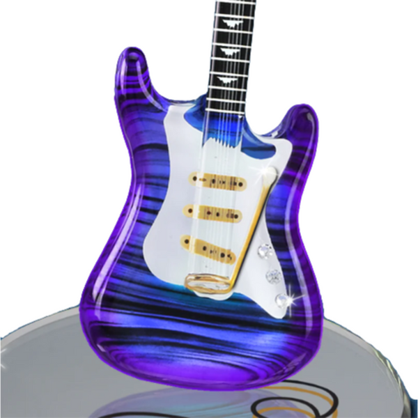 Glass Purple Haze Guitar Figurine Handcrafted Music Gift with Crystals ...