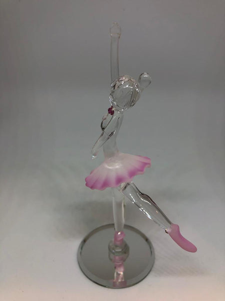 Handblown Glass Ballerina, Pink Dancing Ballerina, Handcrafted Glass F ...